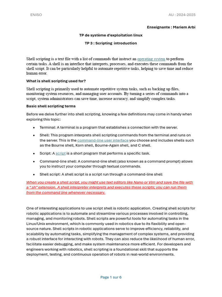 TP Linux 3 | PDF | Shell (Computing) | Command Line Interface