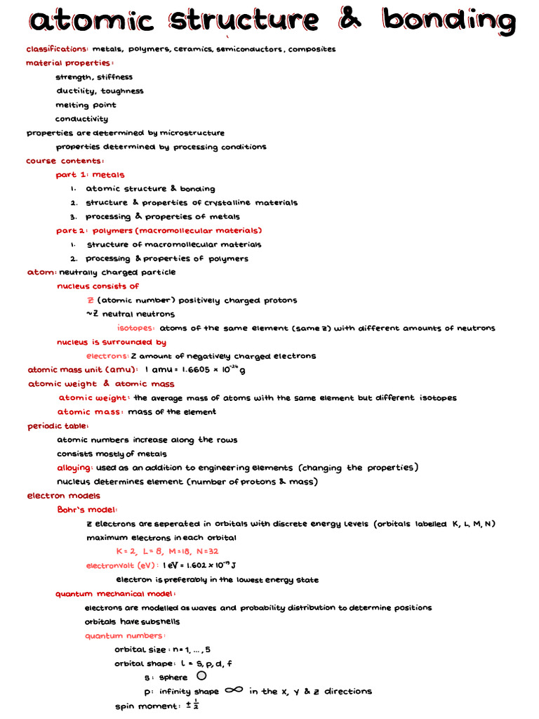 Structure and Properties of Materials Lecture 1-2 | PDF | Chemical Bond ...