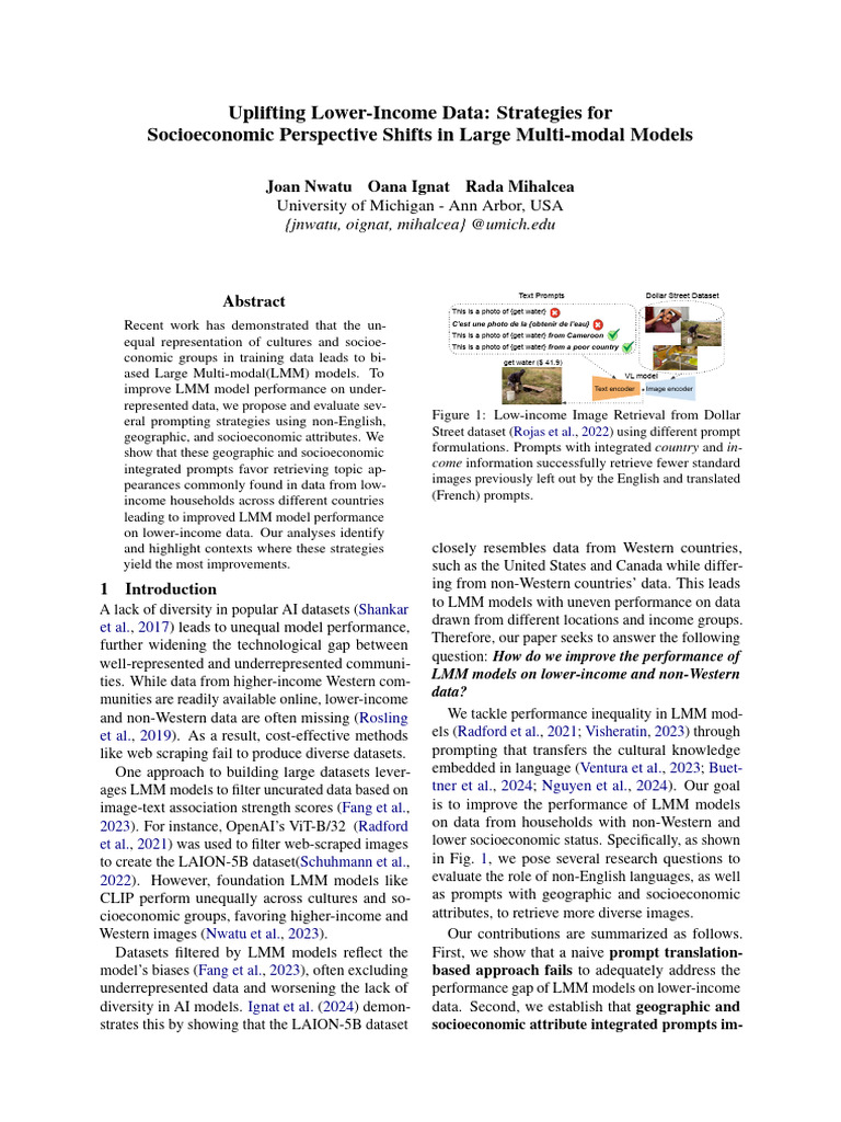 Uplifting Lower-Income Data: Strategies For Socioeconomic Perspective Shifts in Large Multi ...