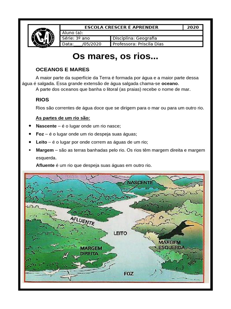 Atividades RIOS 3º Ano | PDF | Rio | Mar