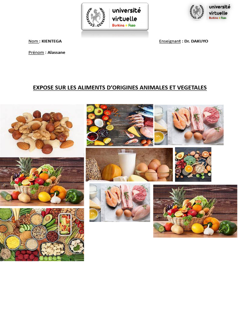 Aliments d'origine végétale : nutrition et santé | PDF | Nutriments ...
