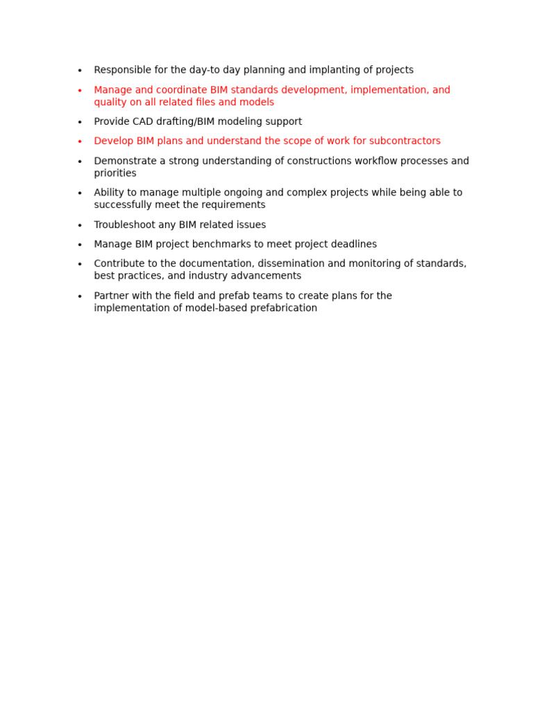 BIM Modeler Roles and Responsibilities | PDF