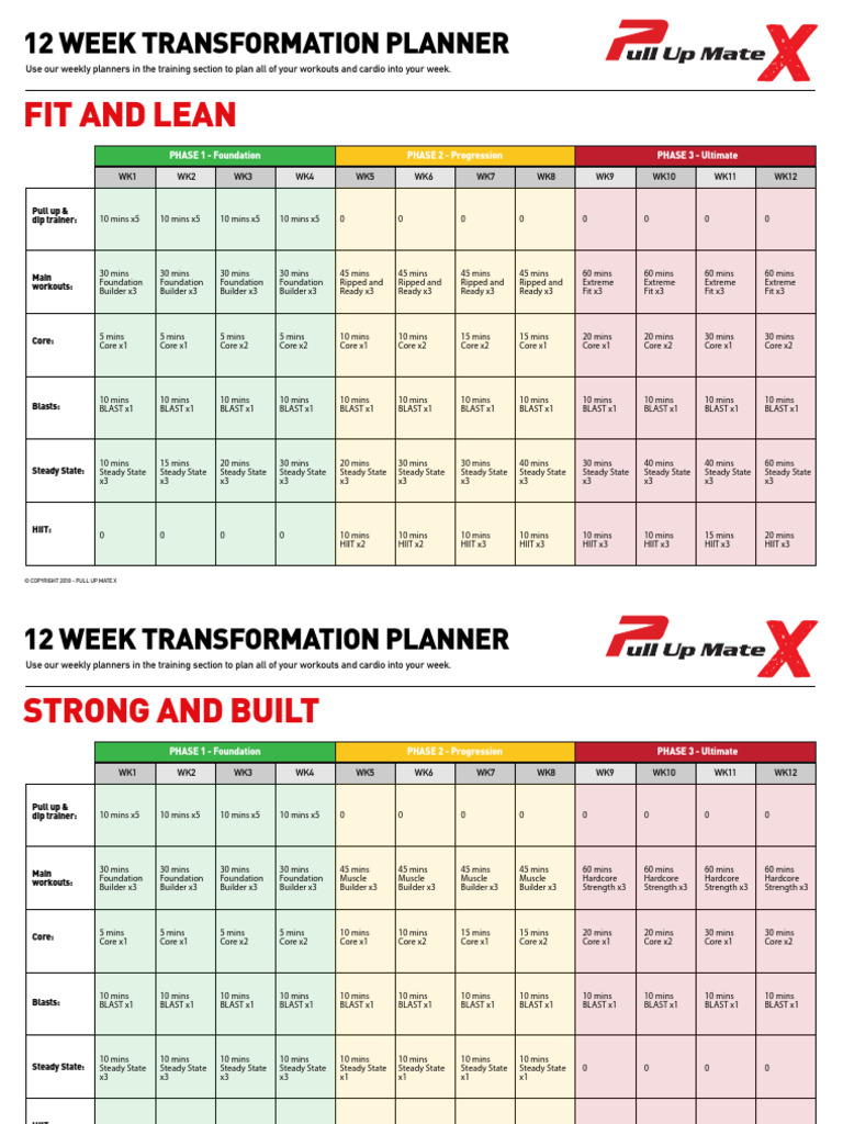 Men's 12-Week Transformation Planner | PDF | Physical Fitness ...