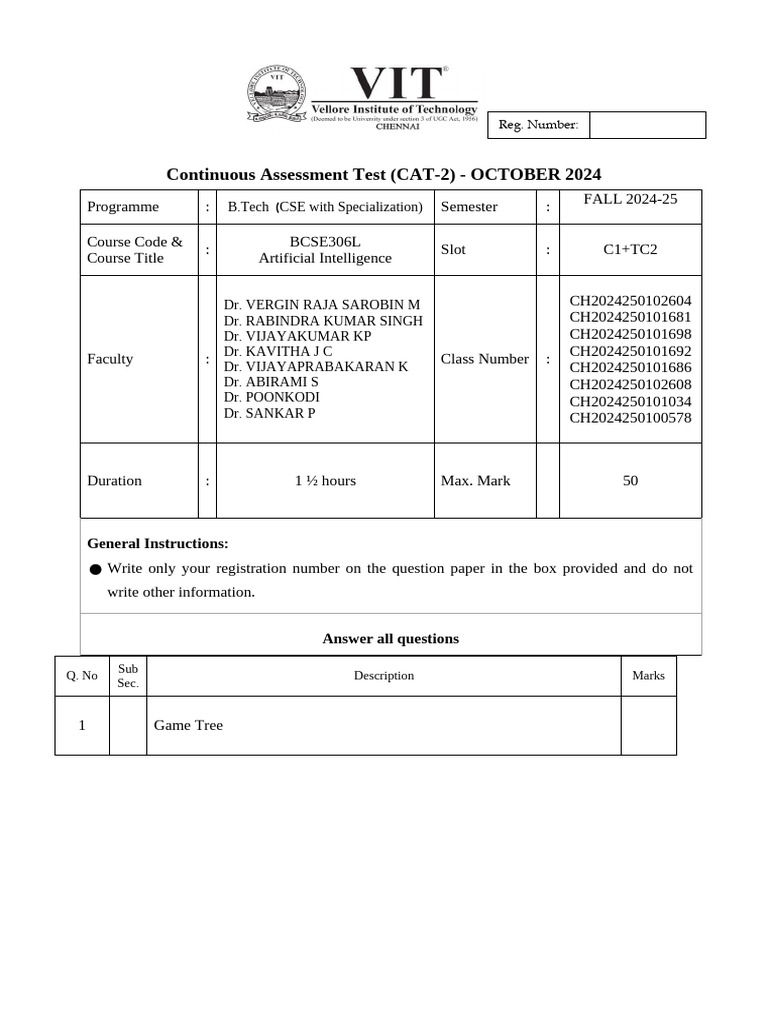 C1 - CAT2 - Set1 - Answer Key | PDF | Mathematical Logic | Logic
