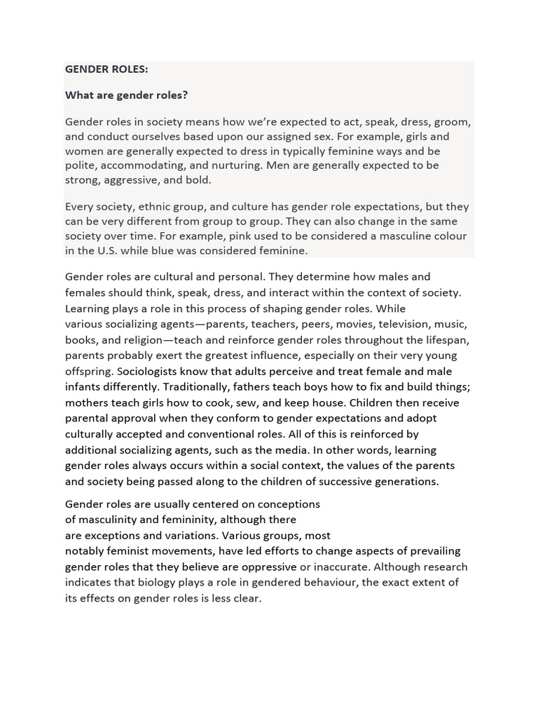 Gender Roles & Gender Audit | PDF | Gender Role | Gender