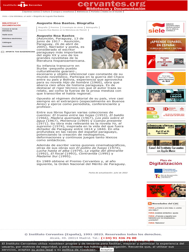 Biografía de Augusto Roa Bastos | PDF