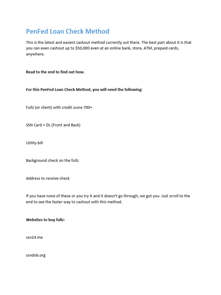 PenFed Loan Check Cashout Guide | PDF | Credit Card | Loans