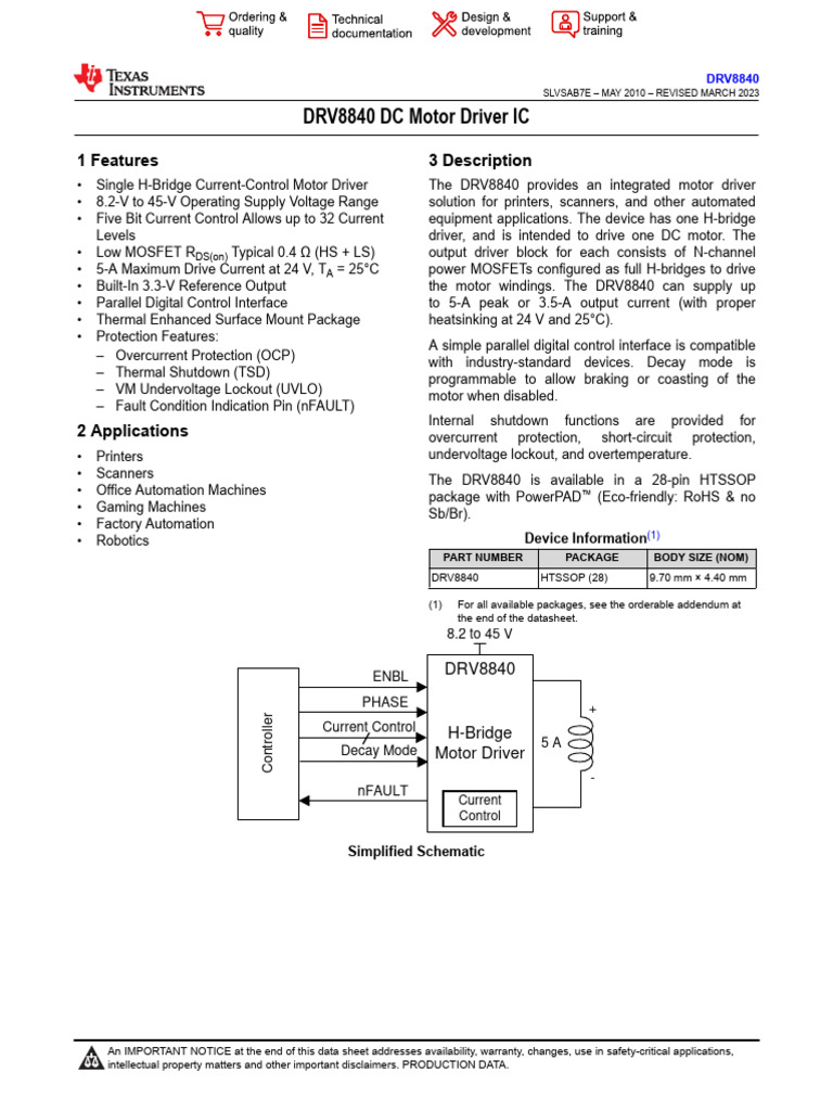 DRV 8840 | PDF | Manufactured Goods | Electrical Components