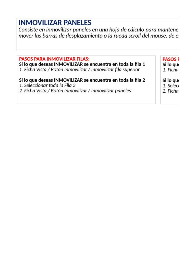 Sesión 9 - Inmovilizar Paneles | PDF | Gráficos de computadora | Microsoft Office