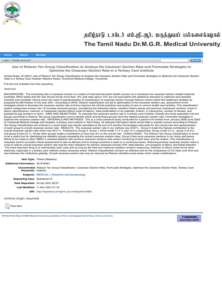 Use of Robson Ten Group Classification To Analyse | PDF | Caesarean ...