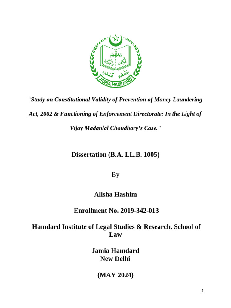 Dissertation Final Draft.x | PDF | Money Laundering | Crimes