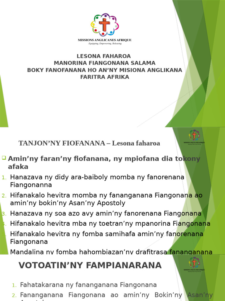 Lesona Faharoa Mamboly Fiangonana Salama | PDF