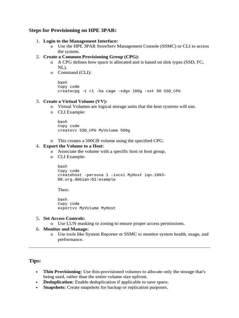 HPE 3PAR Provisioning | PDF