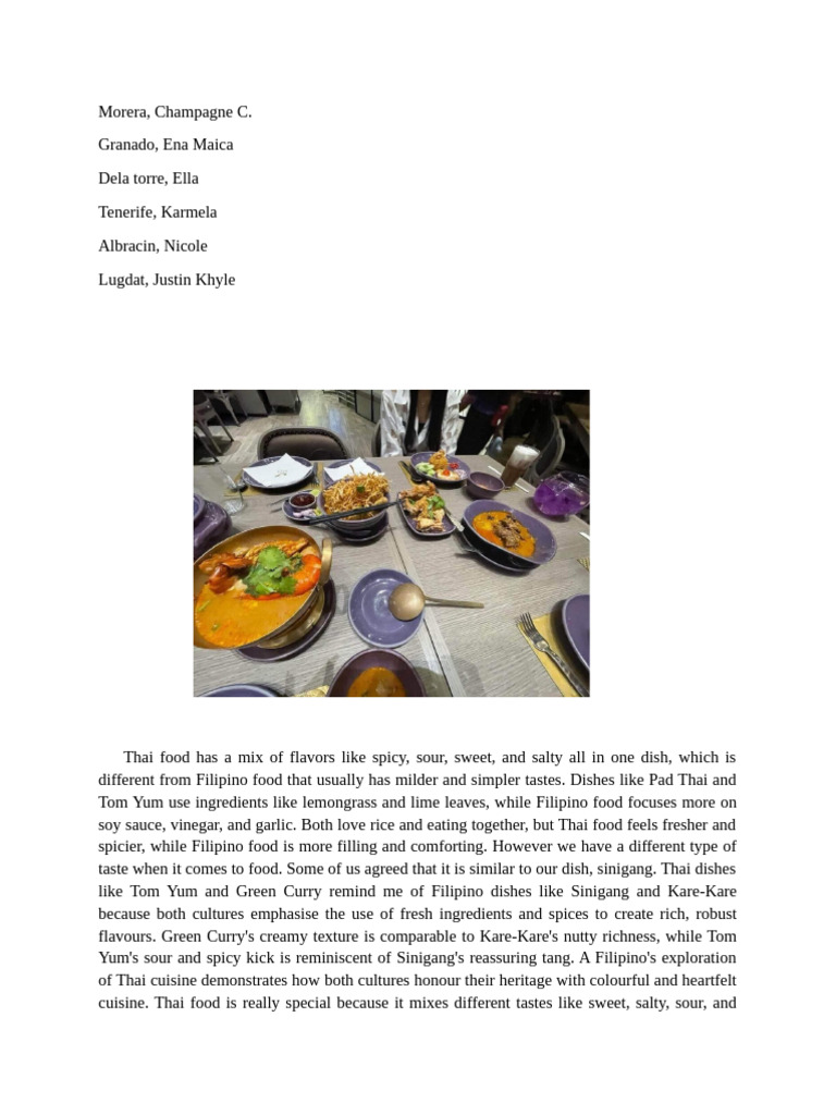 Food Reflection Thailand Group | PDF
