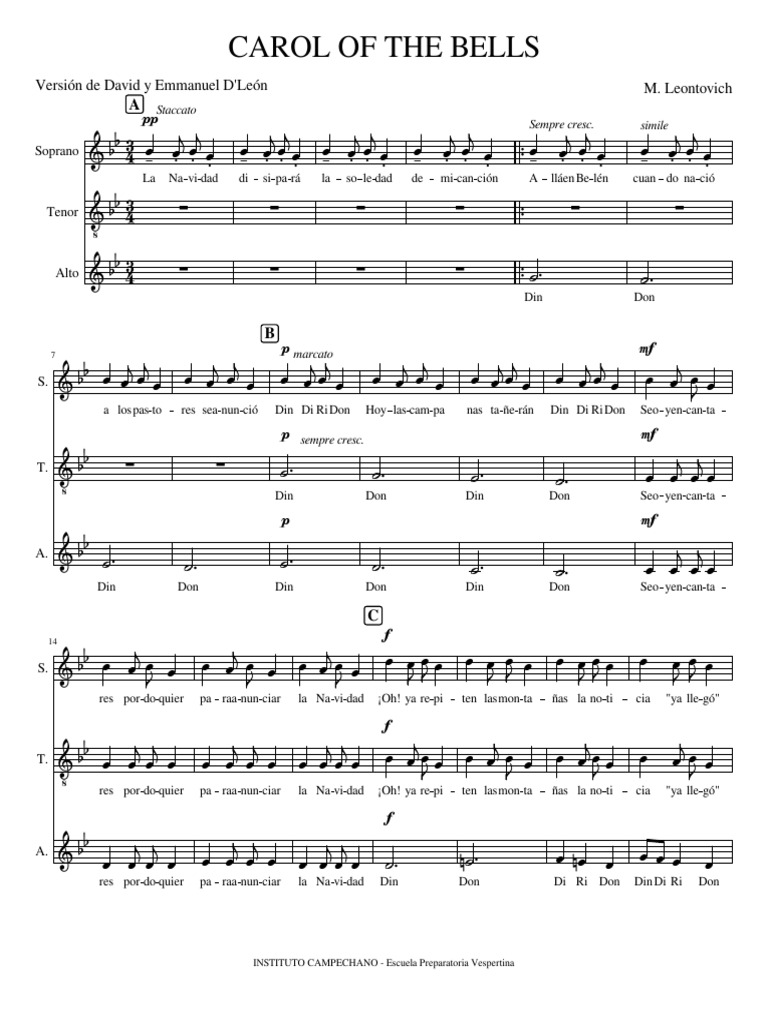 Versión Coral de "Carol of the Bells" | PDF