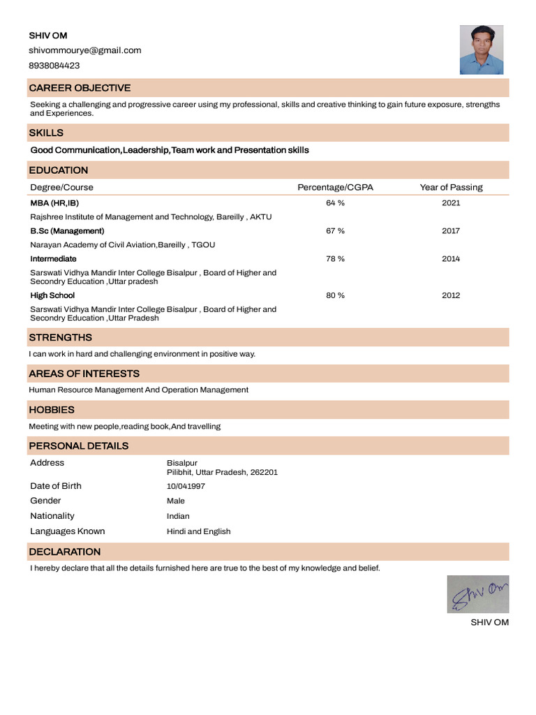Resume Sguv Format6 | PDF