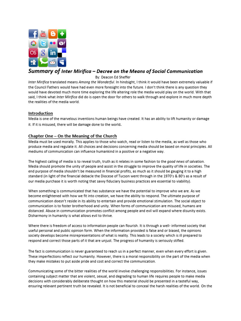 LT Times - Summary of Inter Mirifica - Social Communication | PDF ...