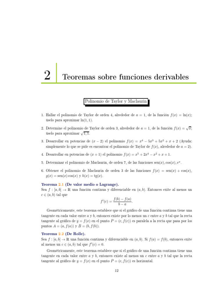 Cap2 Teoremas | PDF | Derivado | Logaritmo