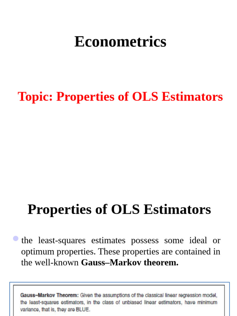 L#6 Properties of OLS Estimators | PDF
