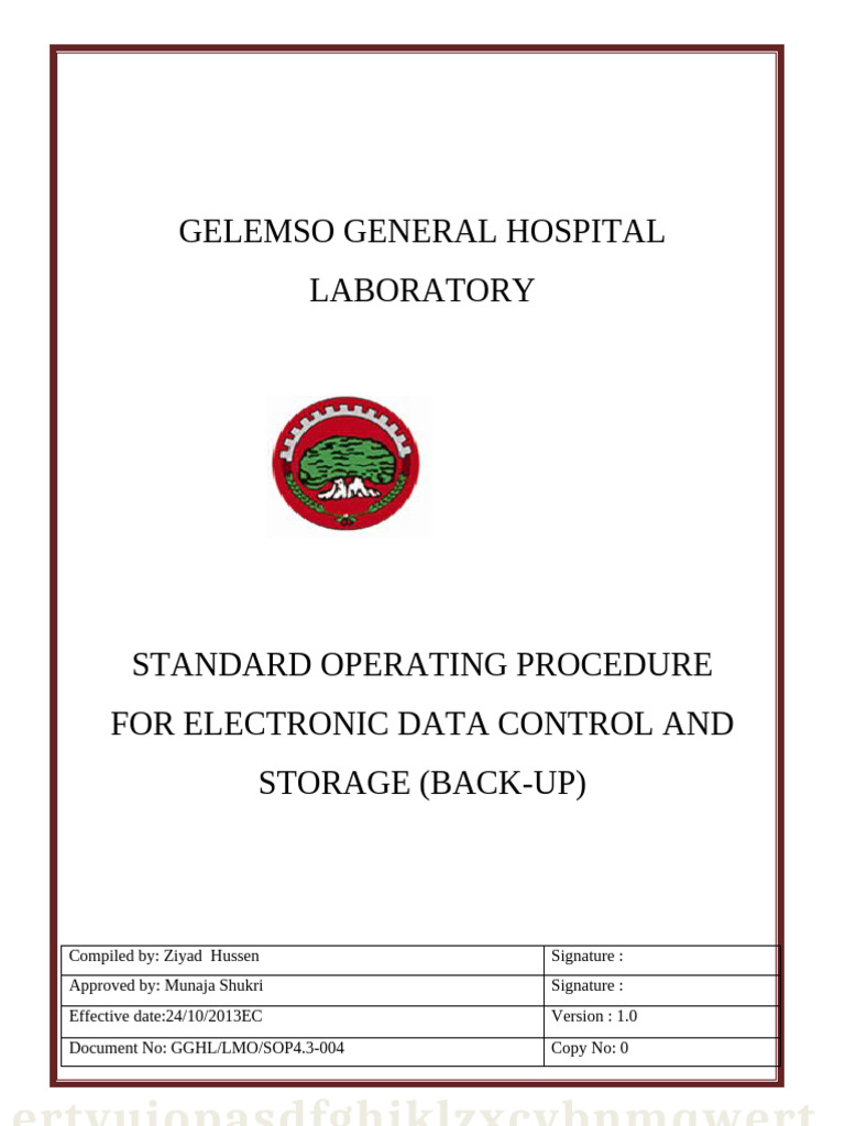 Sop4.3-004 Procedure For Electronic Data Control and Storage (Backup System) Storage | PDF ...