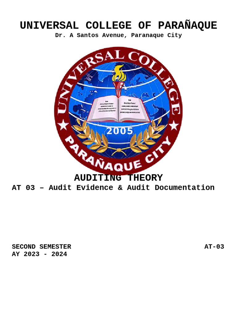 AT 03 Audit Evidence Audit Documentation Student | PDF | Audit ...