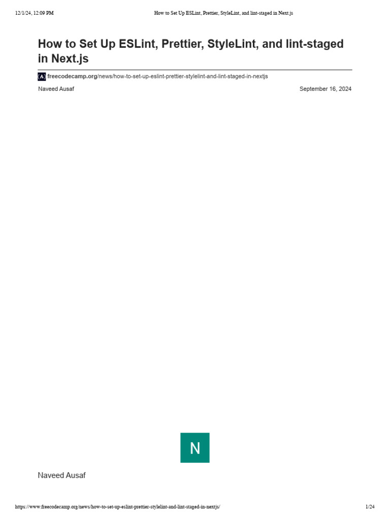 How To Set Up Eslint Prettier Stylelint And Lint Staged In Next Js Pdf Computer