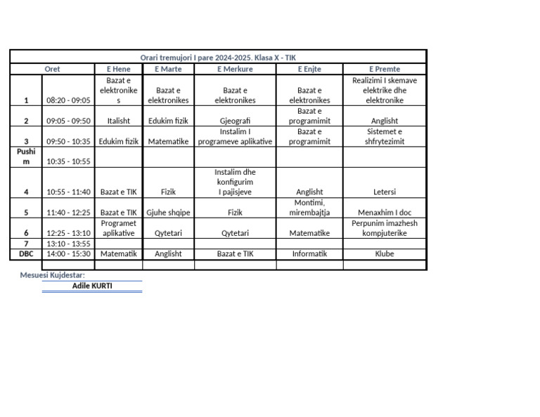 Orari Tremujori I Pare 2024 | PDF