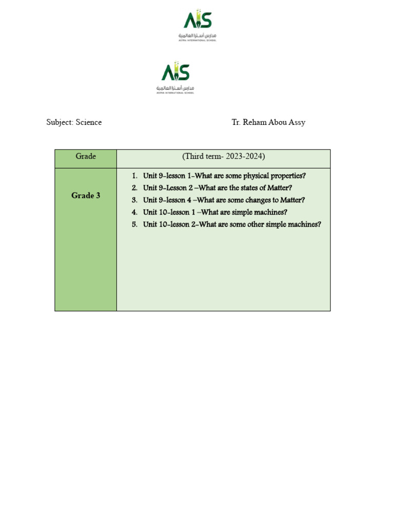 Grade 3 Science Curriculum Overview | PDF