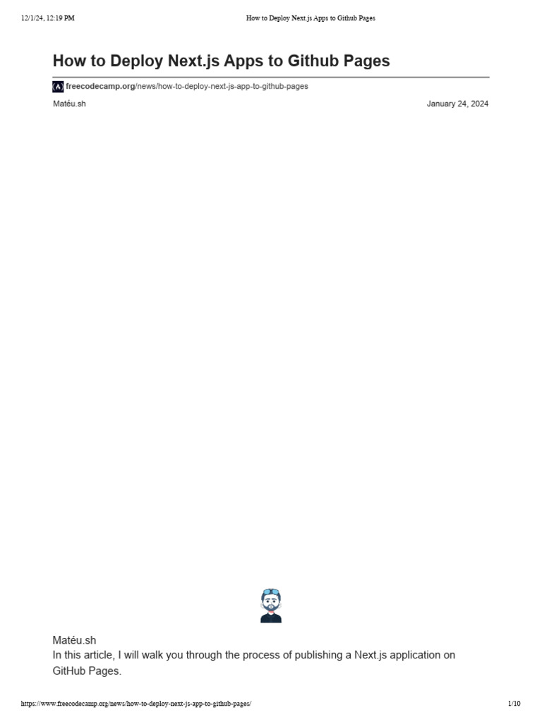 How To Deploy Next Js Apps To Github Pages Pdf Web Development
