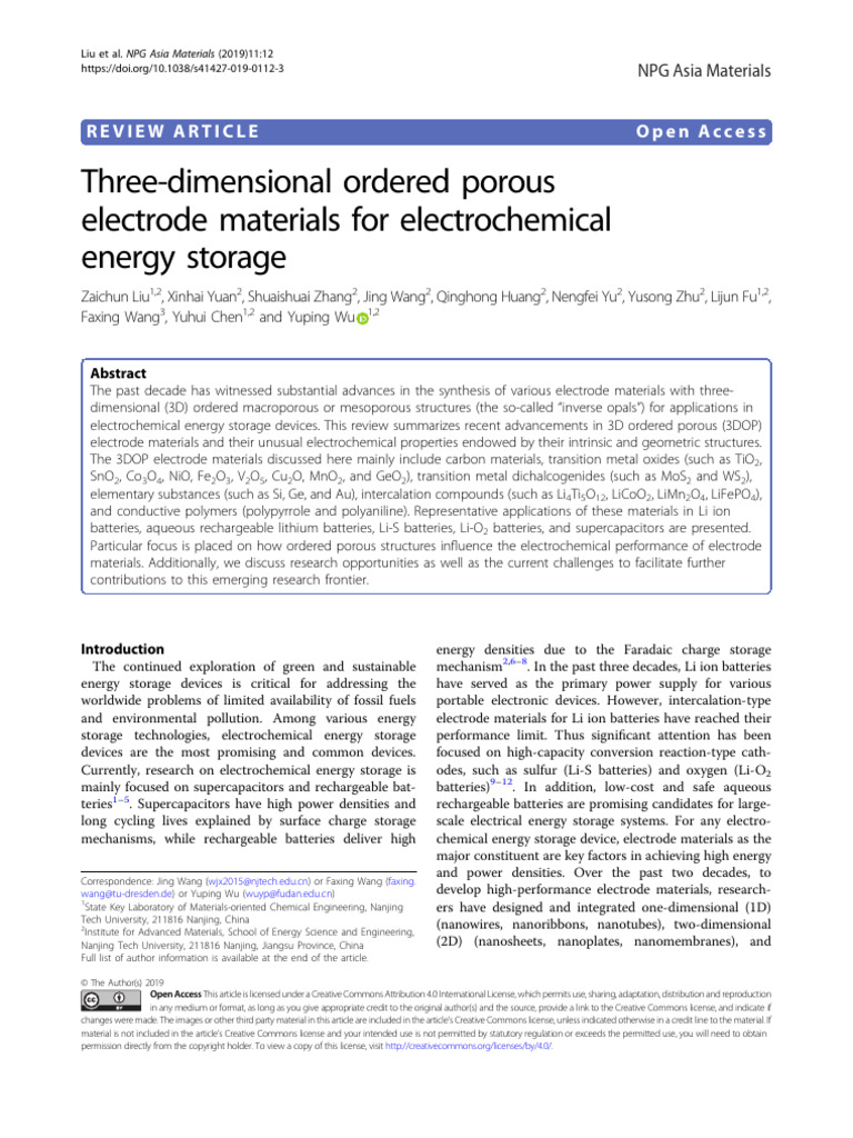 (Review) Three-Dimensional Ordered Porous Electrode Materials For ...