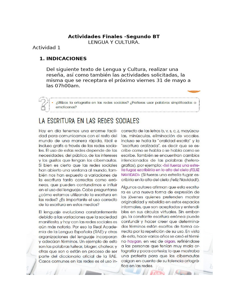 Actividades Finales 2do BT | PDF