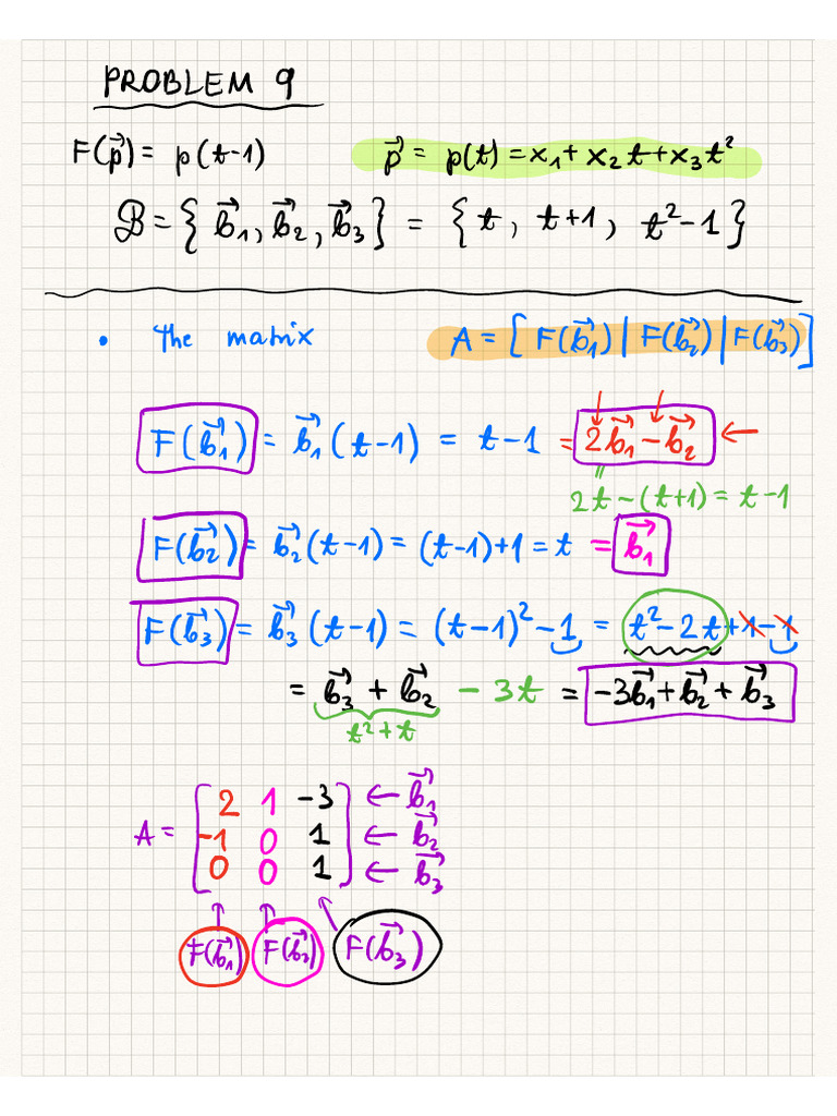 141 Notes Linear Transformations in Different Bases Problem 9 | PDF