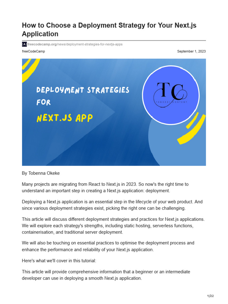 How To Choose A Deployment Strategy For Your Nextjs Application | PDF ...