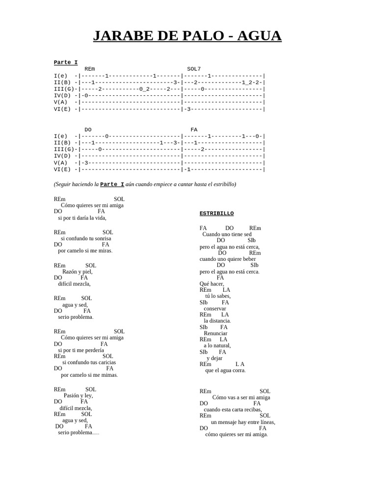 Jarabe de Palo - Agua (Acordes - Partituras.guitarra) (By Sandro - XiL ...