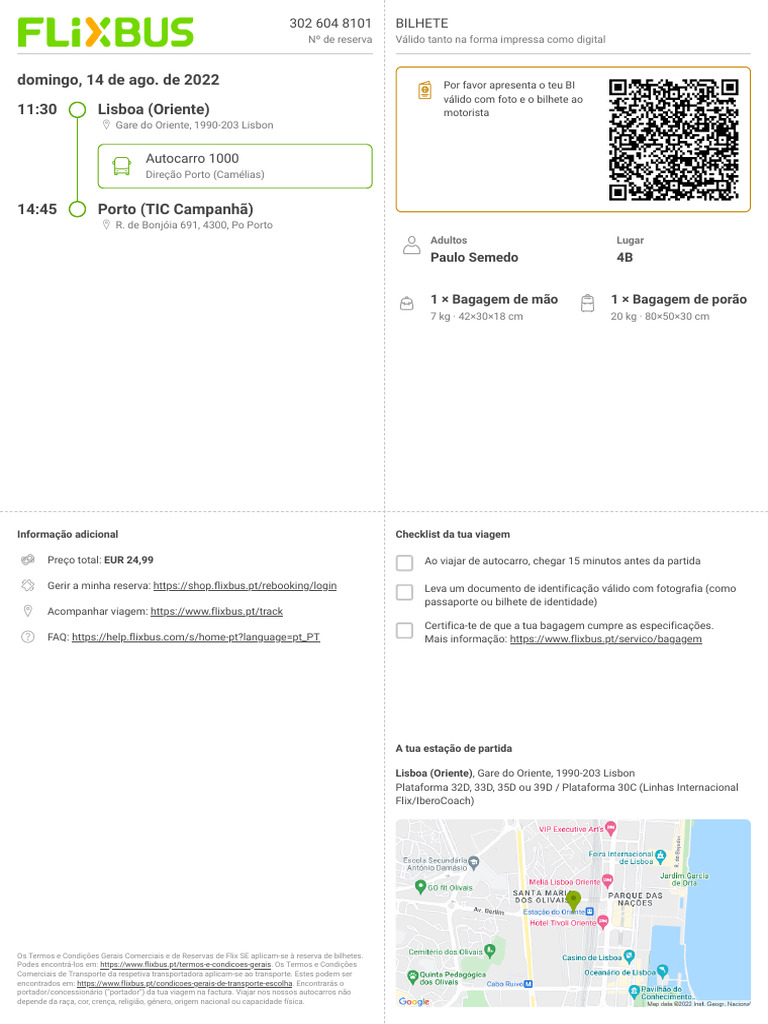 Bilhete FlixBus Lisboa a Porto | PDF | Governo e personalidade