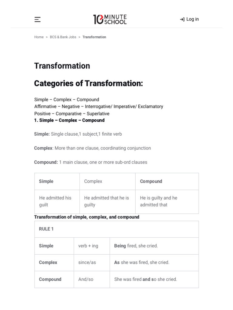 Transformation of Sentence - Magic Rules & Example | PDF | Clause ...