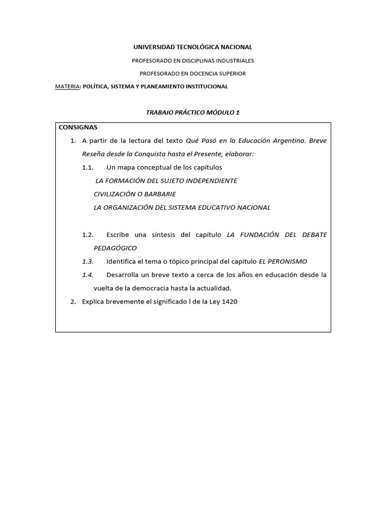 UTN Trabajo Práctico Módulo 1 | PDF