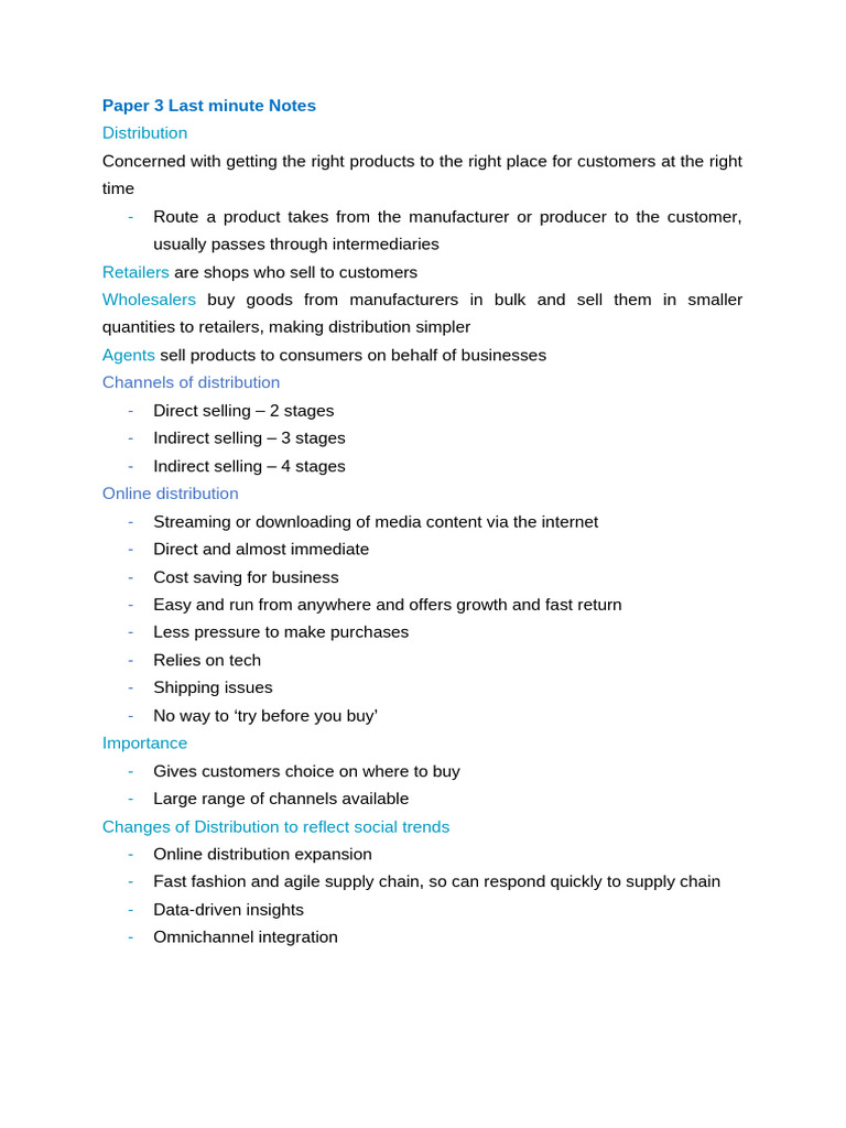 Paper 3 Last Minute Notes | PDF | Employment | Net Present Value