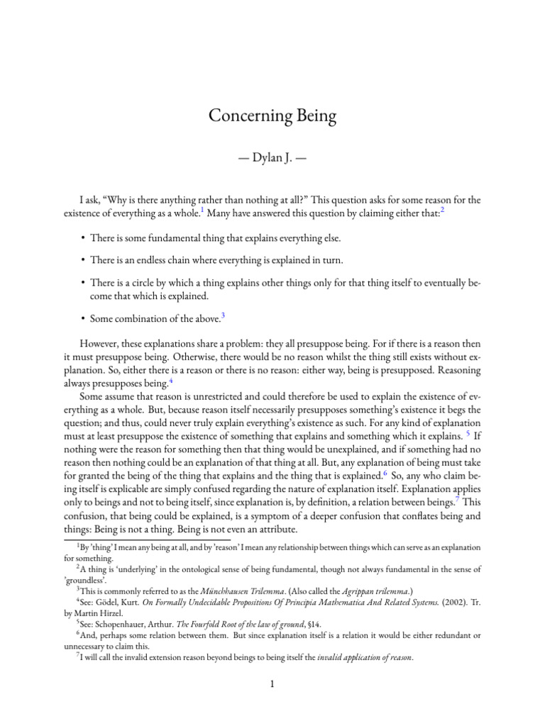 Concerning Being | PDF | Reason | Existence