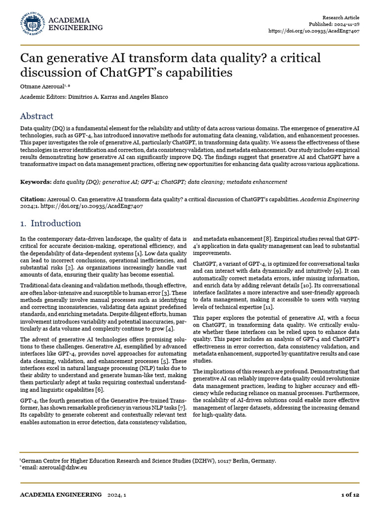 Generative AI's Impact on Data Quality | PDF | Artificial Intelligence | Intelligence (AI ...