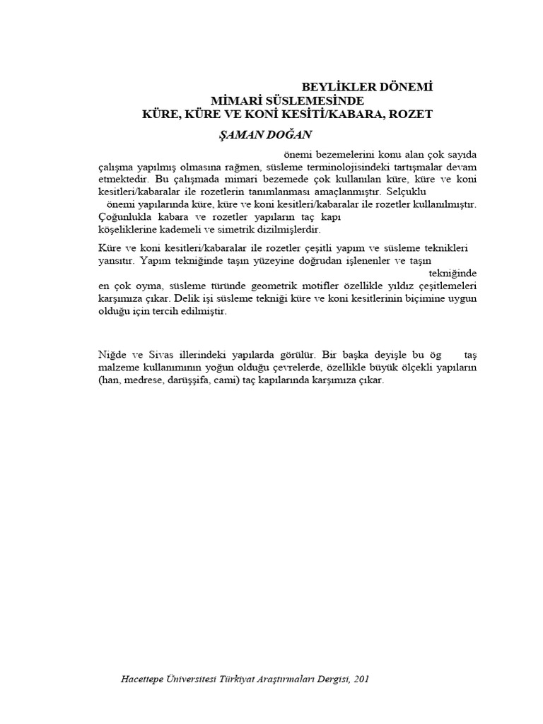 Anadolu Sel Uklu Ve Beyl Kler D Nem M Mar S Slemes Nde K Re, K Re Ve Kon Kes T - Kabara, Rozet ...