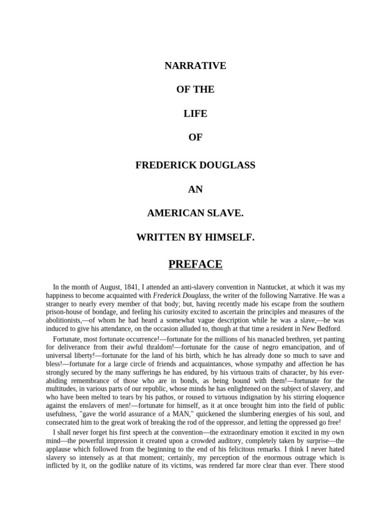 Narrative of The Life of Frederick Douglass (Preface) | PDF | Frederick ...