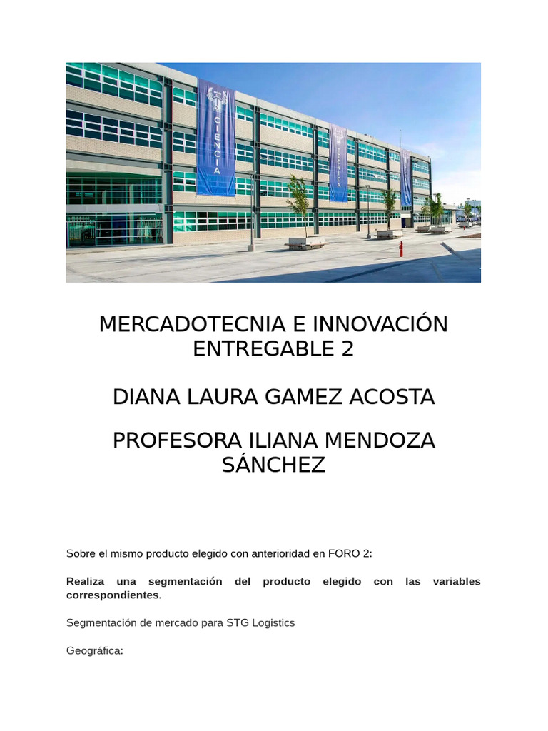 Entregable2. Diana Gamez - Mercadotecnia | PDF | Marketing | Logística
