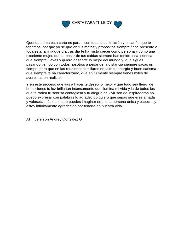 Carta para Ti Leidy | PDF