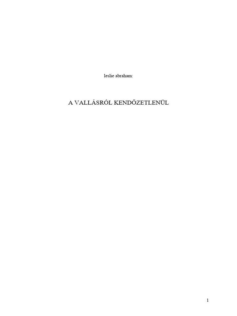 Leslie Abraham - A Vallásról Kendőzetlenül | PDF