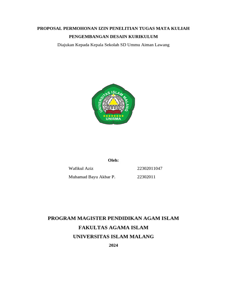 Proposal Permohonan Izin Penelitian Tugas Mata Kuliah | PDF