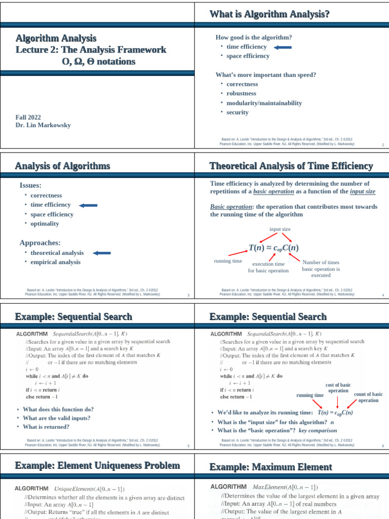 Lecture 2-Analysis Framework - Efficiency Notation | PDF | Time Complexity | Algorithms And Data ...