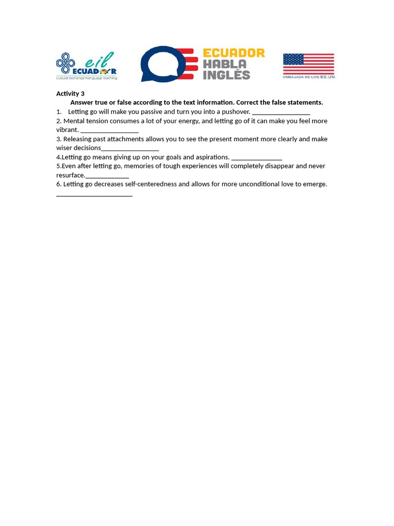 Activity 3 True or False Reading | PDF