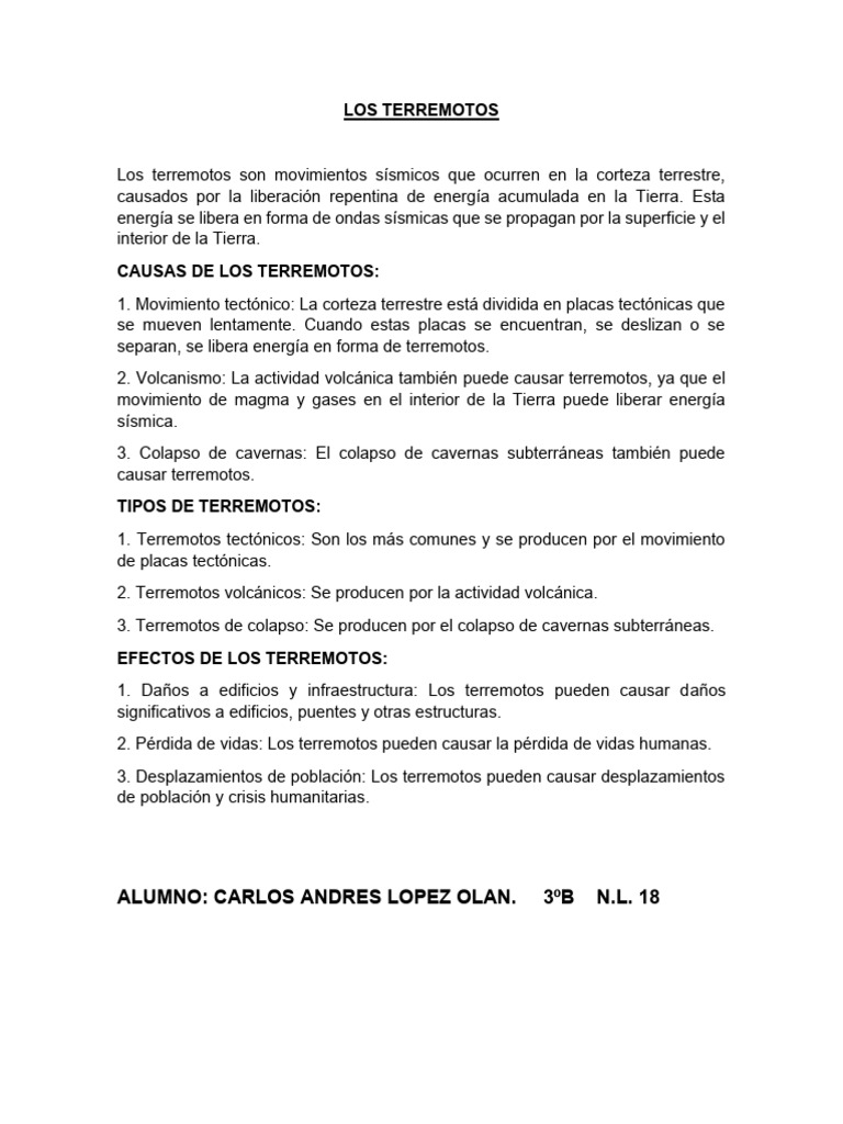 Los Terremotos | PDF