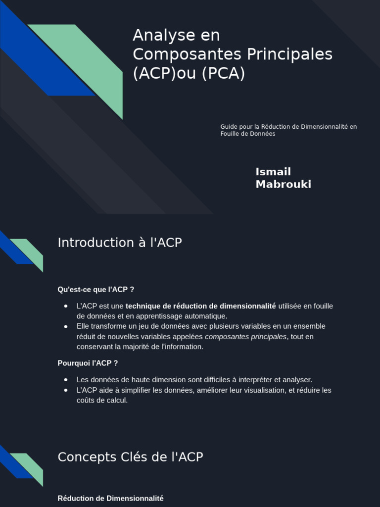 Analyse en Composantes Principales (ACP) Ou (PCA) | PDF | Mathématiques ...